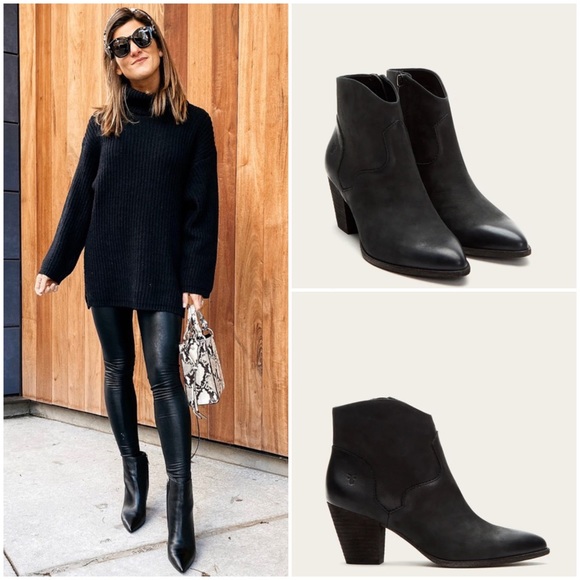 Frye | Shoes | 328 Frye Reed Black Suede Genuine Leather Heeled Zip Up ...